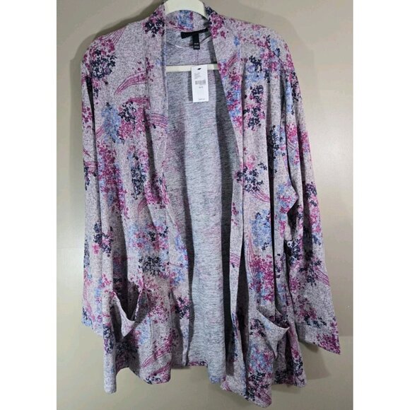 Lane Bryant | Sweaters | Nwt Lane Bryant Gray Floral Print Open Front ...